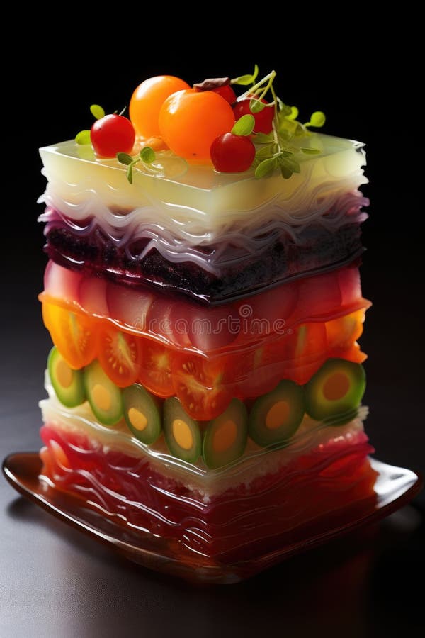 Veggie Aspic, Layered Jelly with Vegetables. Stock Illustration ...