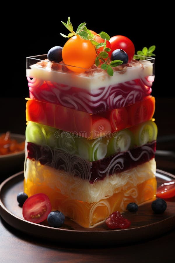 Veggie Aspic, Layered Jelly with Vegetables. Stock Illustration ...