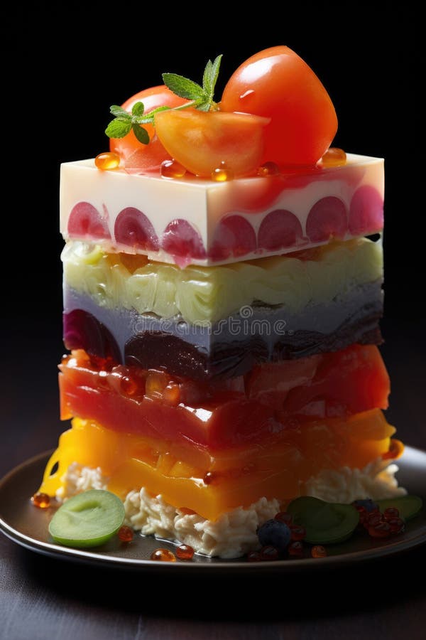 Veggie Aspic, Layered Jelly with Vegetables. Stock Image - Image of ...
