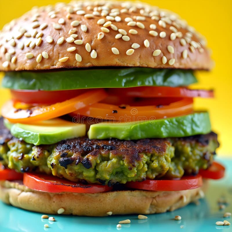 A Veggie Burger Patty with Colorful Layers Stock Illustration ...