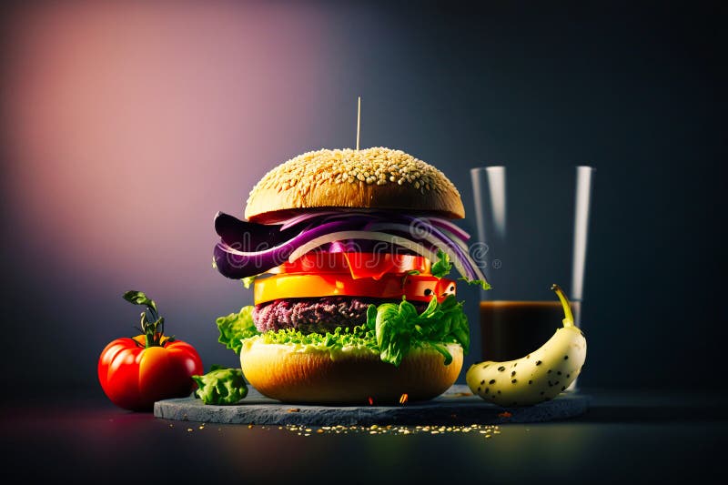 Veggie Burger Photorealistic Clean Minimalist, Generative AI Stock ...
