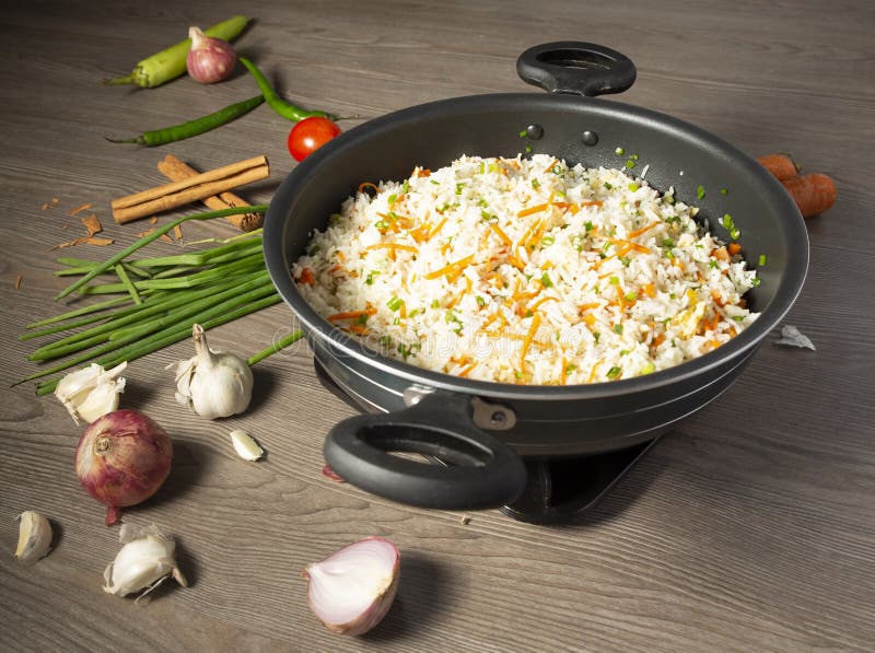 Veggie Fried Rice Finished Cook Stock Photo - Image of ingredients ...