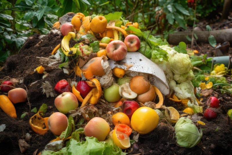Veggie and Fruit Scraps Being Composted for Use in Gardens Stock ...
