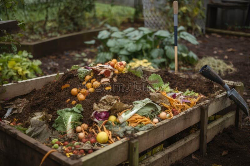 Veggie and Fruit Scraps Being Composted for Use in Gardens Stock ...