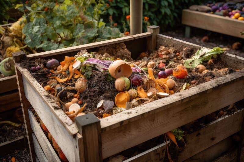 Veggie and Fruit Scraps Being Composted for Use in Gardens Stock ...