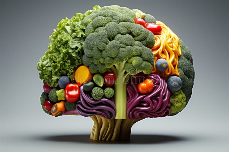 Veggie Intellect Human Brain Composed of Vegetables and Fruits, 3D ... Veggie Intellect Human Brain Composed of Vegetables and Fruits, 3D ...