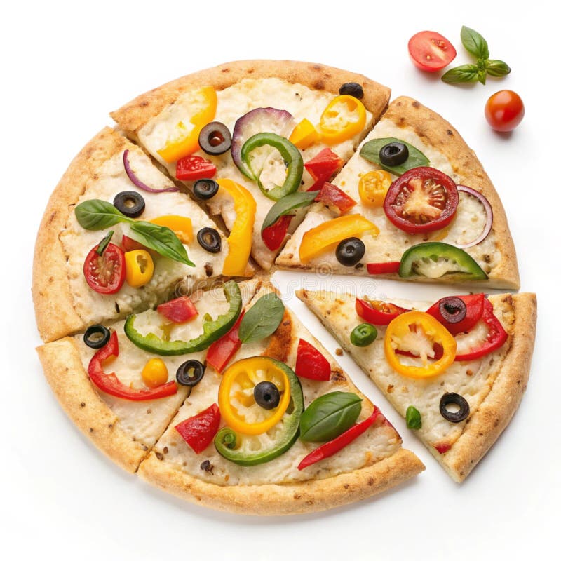 Veggie Pizza with Vibrant Toppings on Transparent Background Stock ...
