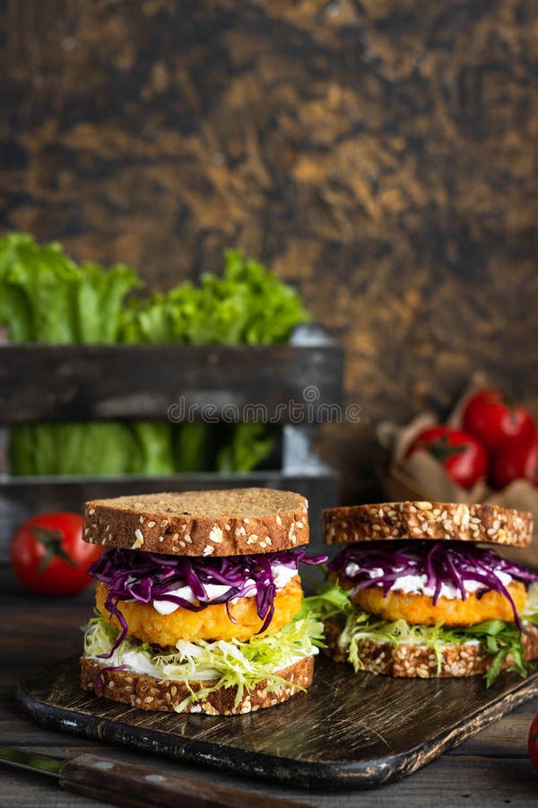 Veggie Sandwich with Rice Cutlet Stock Photo - Image of curd, dieting ...