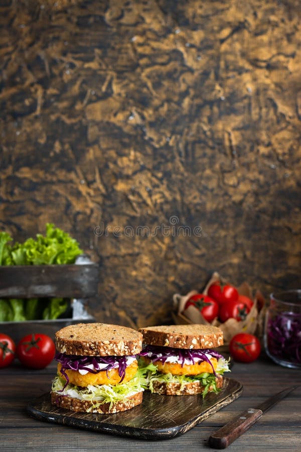 Veggie Sandwich with Rice Cutlet Stock Image - Image of fresh, boiled ...