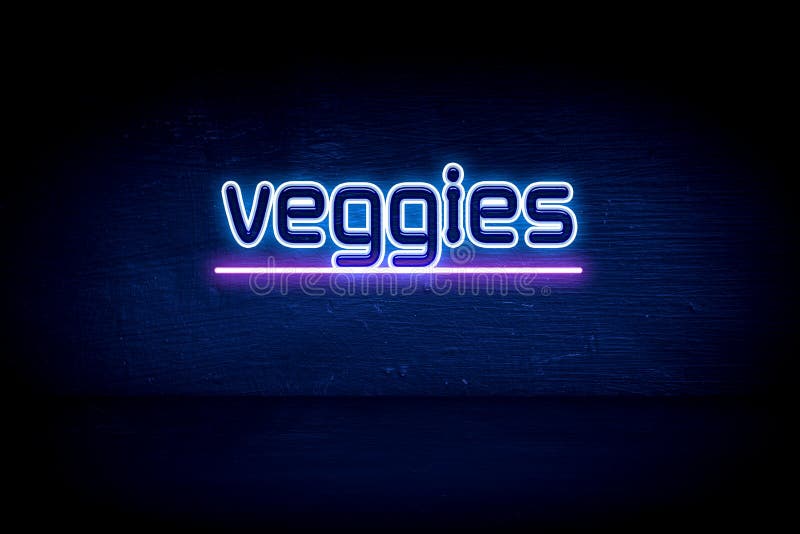 Veggies - Blue Neon Announcement Signboard Stock Illustration ...