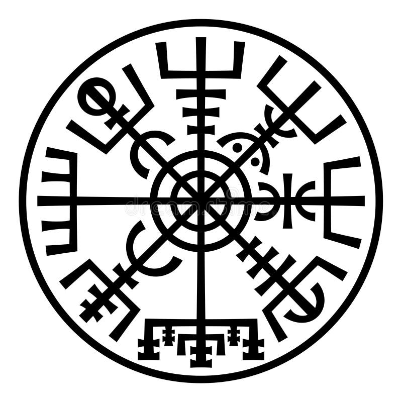 Viking Design. Magical Runic Compass Vegvisir, in the Circle of Norse ...