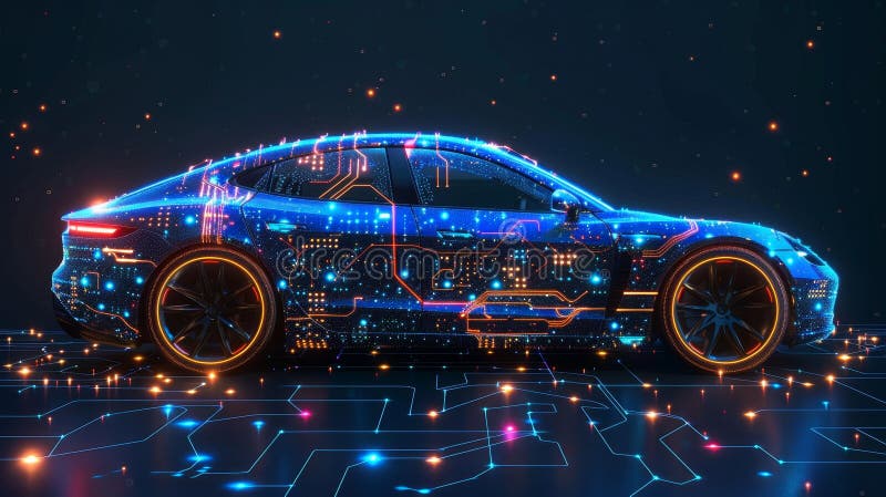 Vehicle with an Autonomous Motor. Abstract Modern of a Car in the Form ...