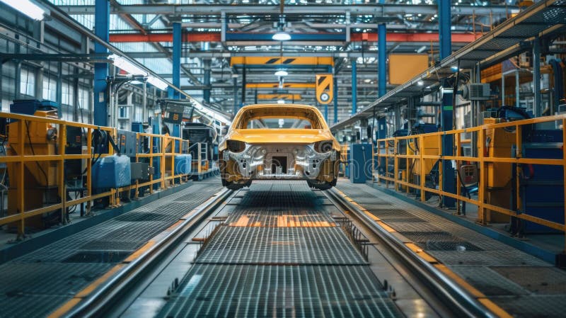 A Vehicle Being Manufactured on an Assembly Line in a Factory Setting ...