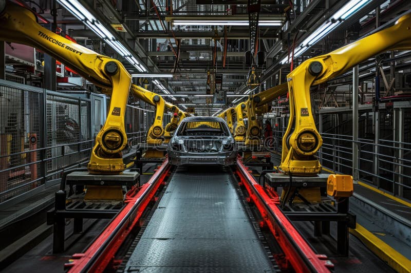 A Vehicle Being Mass Produced in a Factory Using Robots and Composite ...