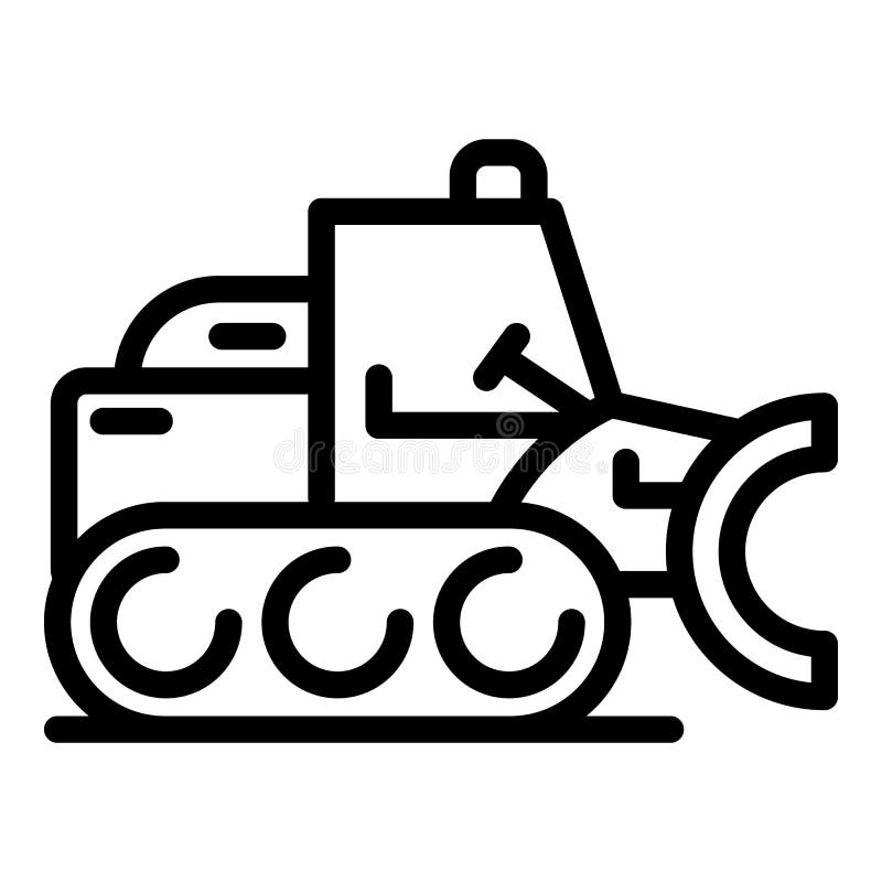 Vehicle Bulldozer Icon, Outline Style Stock Vector - Illustration of ...