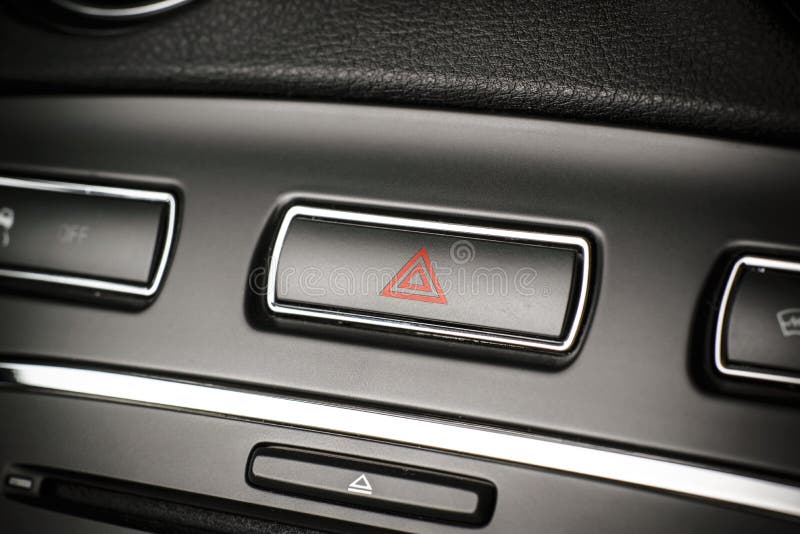 Vehicle, Car Hazard Warning Flashers Button with Visible Red Triangle ...