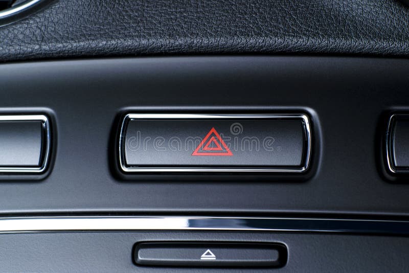 Vehicle, Car Hazard Warning Flashers Button with Visible Red Triangle ...