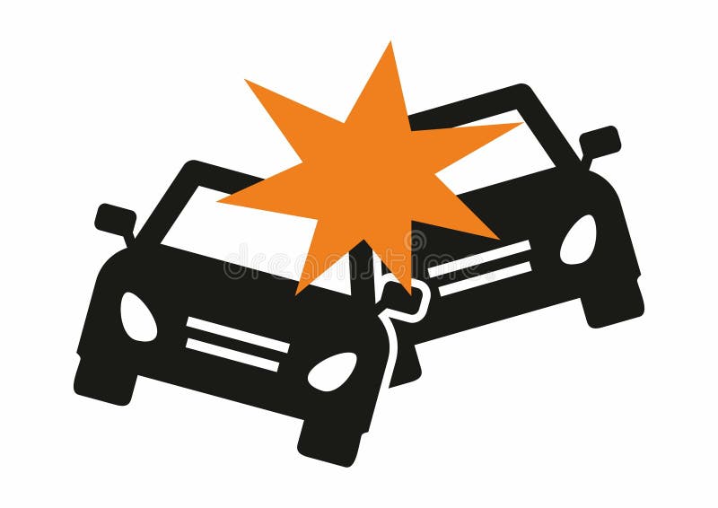 Vehicle Collision, Two Cars, Black Vector Icon, Symbol Stock Vector ...