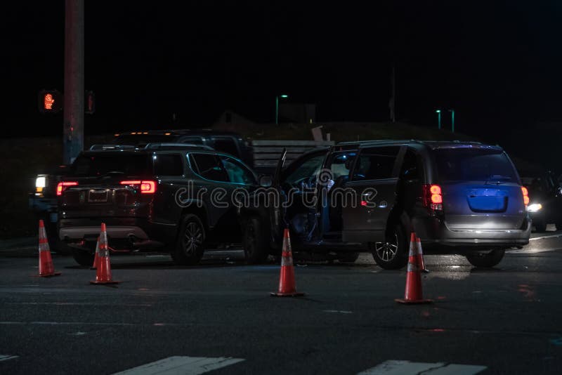 Vehicle Collision between Two Vans at City Intersection Stock Image ...