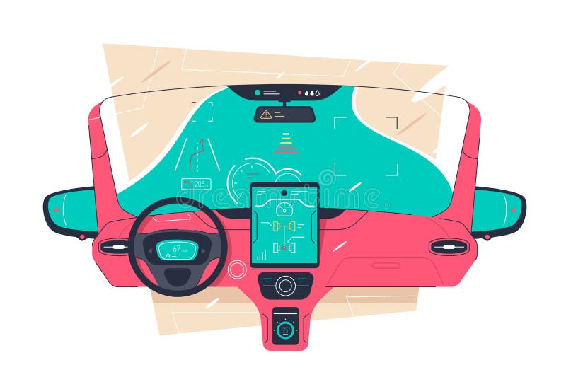 Vehicle Computer Board Screen Driving Assistance Stock Vector ...