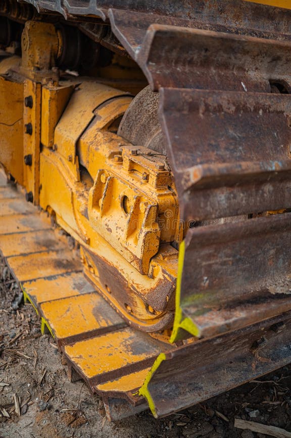 Vehicle Continuous Tracked Treads of a Construction Machine Close Up ...