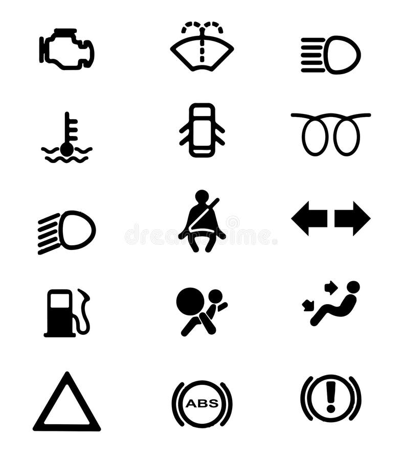 Vehicle Dash Warning Icons stock vector. Illustration of indicators ...