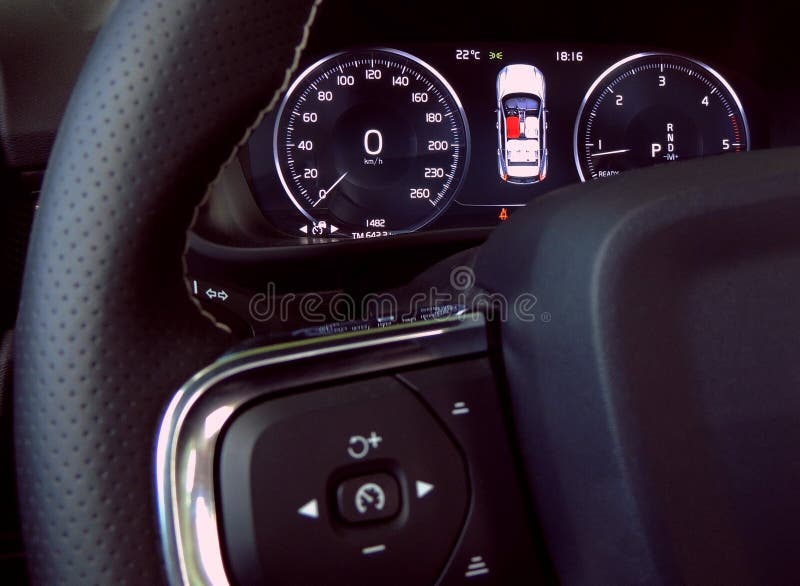 Vehicle Dashboard and Interface of Cruise Control on the Steering Wheel ...
