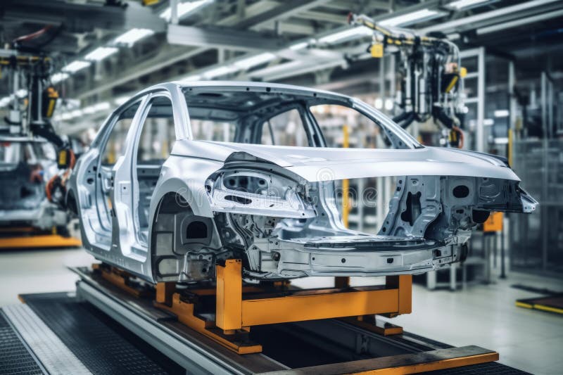 Vehicle Frame on Robot Assembly Line in Car Factory Stock Illustration ...