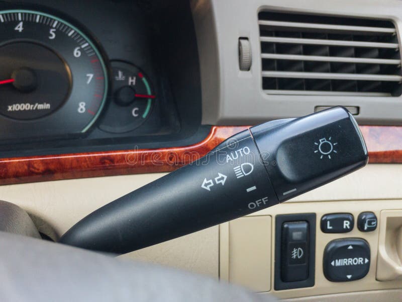 Car Headlights Control Panel Stock Photo - Image of light, lights: 96863054