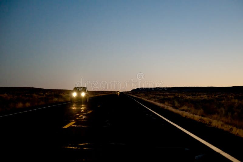 Vehicle on Highway at Night Stock Image - Image of roadway, route: 8820269