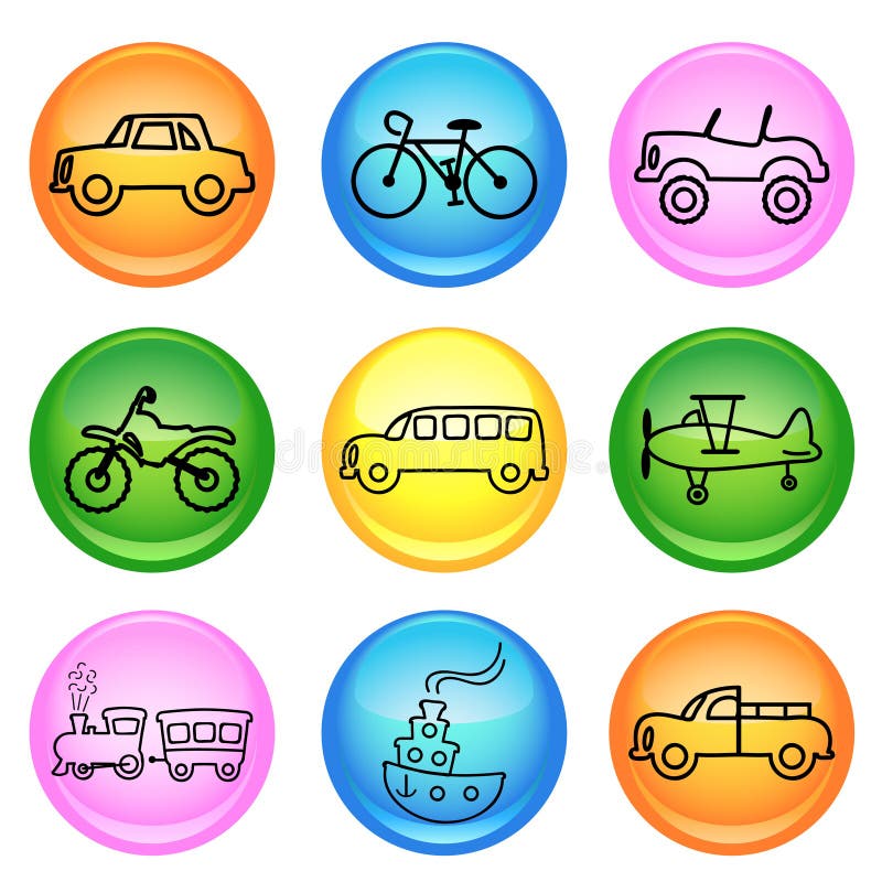 Transportation Buttons - Wheel Stock Vector - Illustration of airplane ...