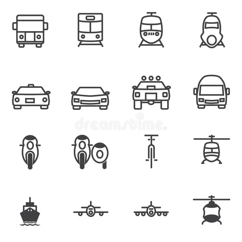 Vehicle Icons Set. Line Icon. Stock Vector - Illustration of direction ...