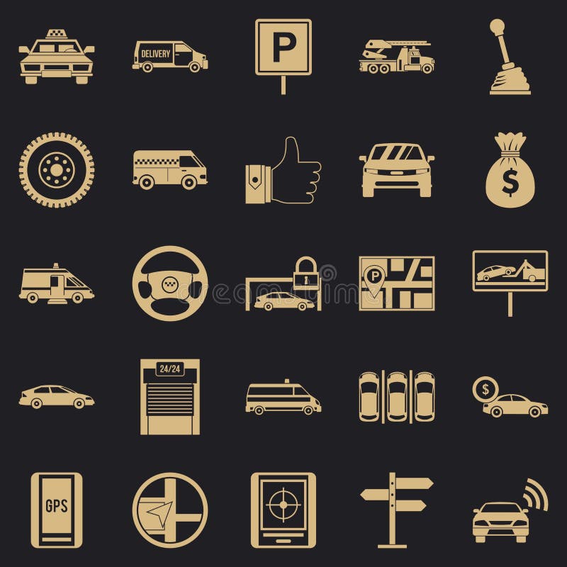Vehicle Icons Set, Simple Style Stock Vector - Illustration of road ...
