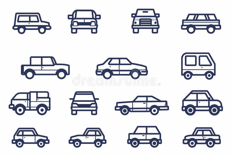 Vehicle Icons on White Background Stock Illustration - Illustration of ...