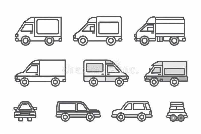Vehicle Icons on White Background Stock Illustration - Illustration of ...