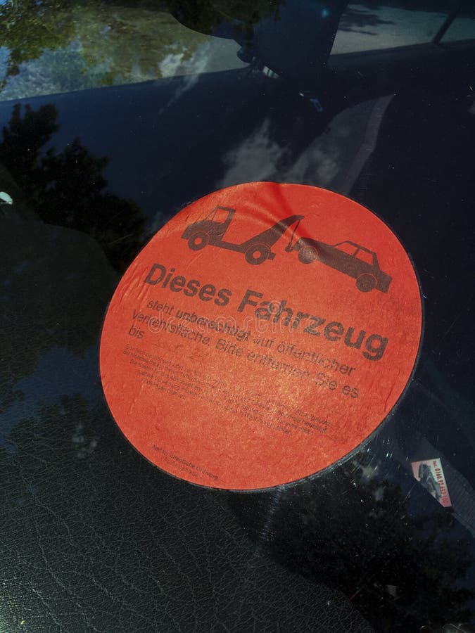 Vehicle with Information Sticker in German, this Vehicle is Parked on a ...