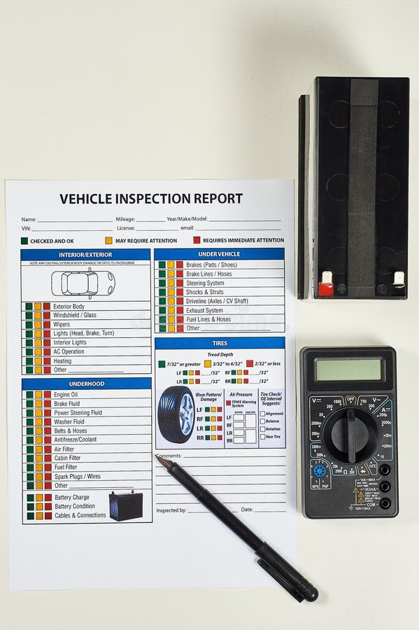 Vehicle Inspection Report Form Stock Image - Image of garage, service ...