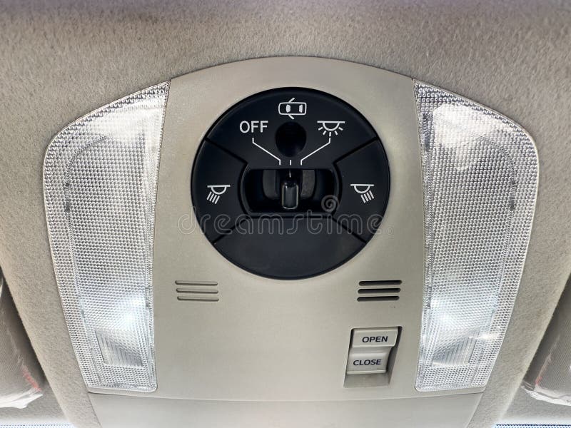 Vehicle Interior Ceiling Lights with Control Button Switch Stock Photo ...