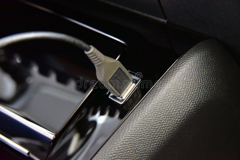 Connected USB Cable into the USB Port on the Car Dashboard Stock Image ...