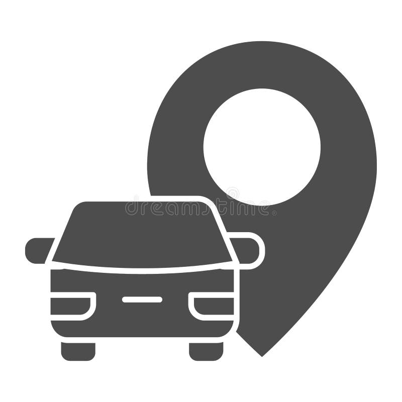 Vehicle Location Line Icon, Navigation Concept, Car with Pin Pointer ...