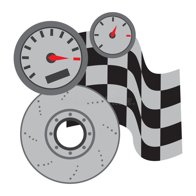 Vehicle Meter with Disk Brake and Race Flags. Vector Illustration ...
