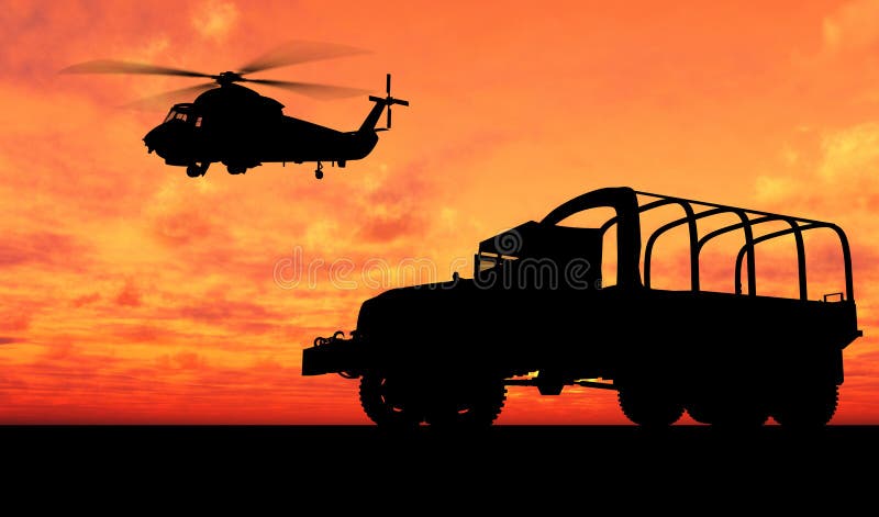 Landing of Army Soldiers at Sunset Stock Photo - Image of armed, armor ...