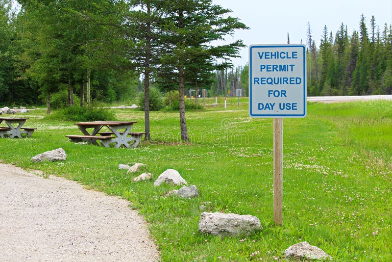 A Vehicle Permit Required for Day Use Sign Stock Image - Image of ...