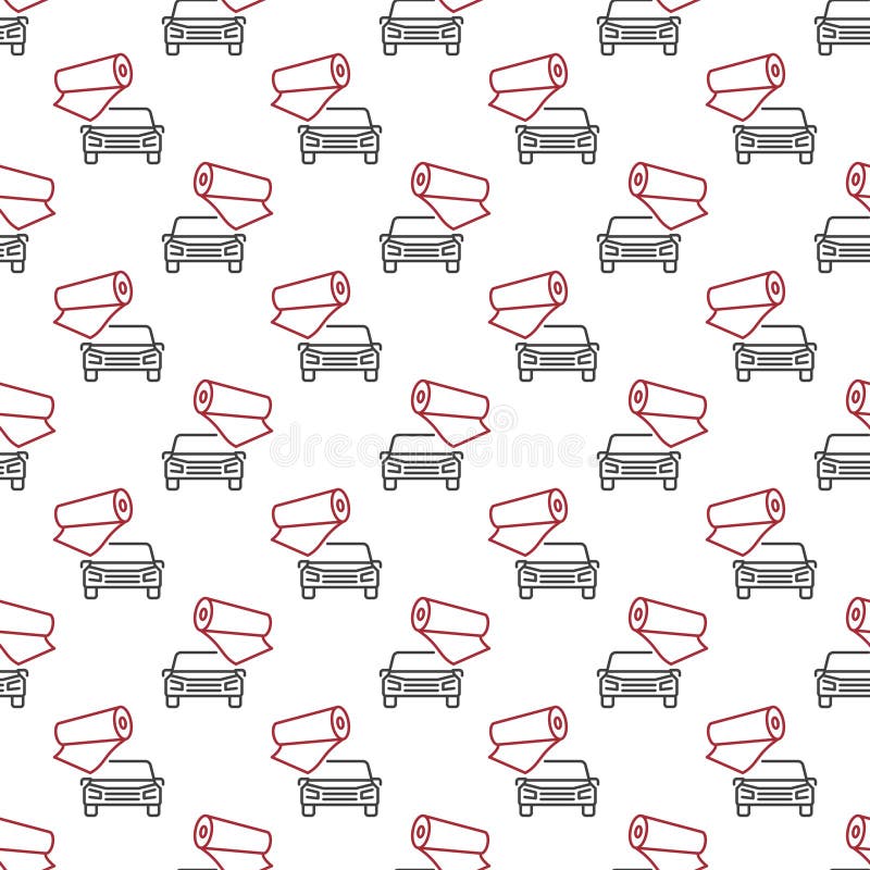 Vehicle and Red Vinyl Wrap Vector Concept Seamless Pattern Stock ...