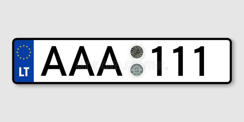 Lithuania License Plate Car Automobile European Union Stock Vector ...
