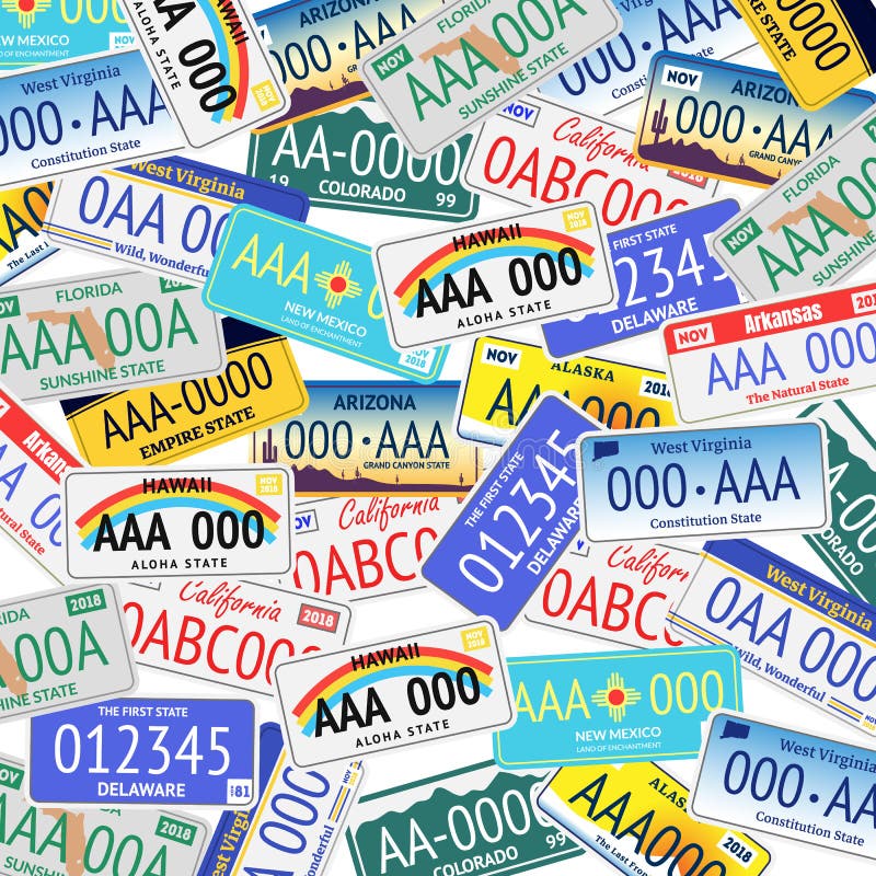 Vehicle Registration Plates Seamless Pattern Background. Vector Stock ...