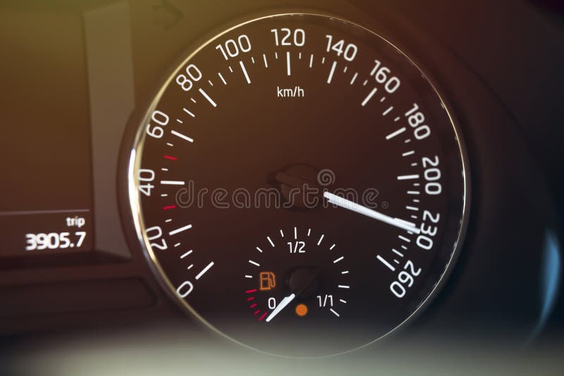 Vehicle Speed Indicator Showing Excessive Speed and Low Gas Amount ...