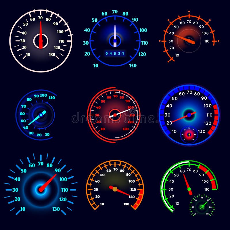 Vehicle Speedometers, Car Indicators Vector Set Stock Vector ...