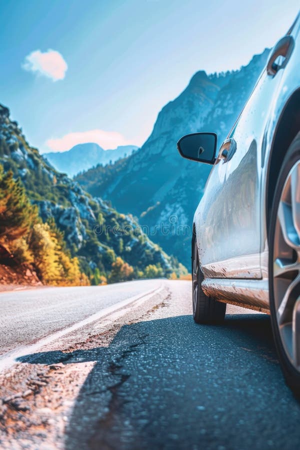 A Vehicle Stopped at the Edge of a Road, with Potential for Travel or ...