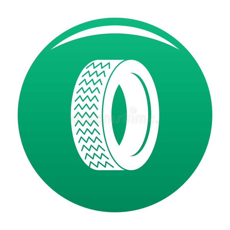 Vehicle Tire Icon Vector Green Stock Vector - Illustration of rubber ...